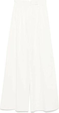 Max Mara Femme, Pantalons, Blanc, Taille: 38 FR Pantalon Blanc avec D&eacute;tails Pliss&eacute;s