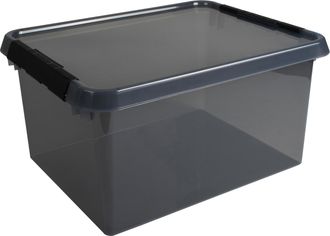 Helit Sunware 88002020 - Aufbewahrungsbox the comfort-line 36 L, grau transparent, Ordnungsbox mit Deckel