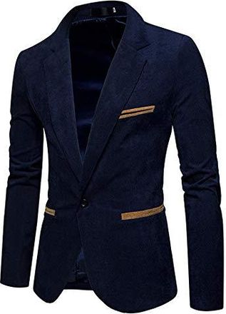 Generic Costume de loisirs pour homme, blazer sportif en velours c&ocirc;tel&eacute;, blazer &agrave; manches longues pour homme, d&eacute;contract&eacute;, veste de loisirs pour homme, coupe 
