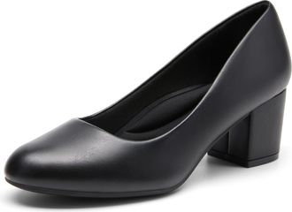Dream Pairs Damen Pumps Niedriger Blockabsatz Abendschuhe Bequeme High Heels,Size 38.5,Schwarz-Pu,SDPU2462W