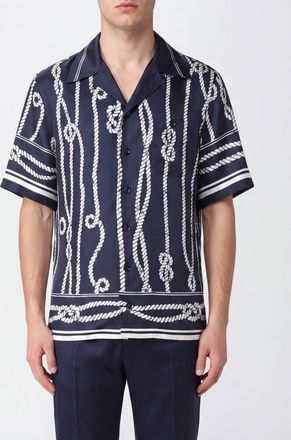 Dolce & Gabbana Seiden-Bowlinghemd mit Marina-Print und Kuba-Kragen