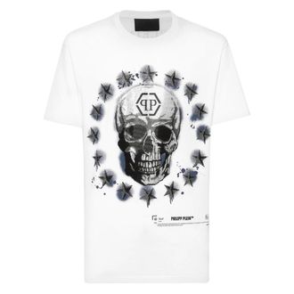 Philipp Plein Round Neck T-Shirt Stars & Skull - - Tops - Herren - Wei&szlig; - L