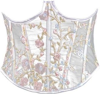 Generic Corset Femme Gu&ecirc;pi&egrave;re, Ceinture Brod&eacute;e De Fleurs De Prunier Pour Femme, V&ecirc;tement D&Eacute;t&eacute;, Ceinture Amincissante Et &Eacute;l&eacute;gante En Maille Pour Femme