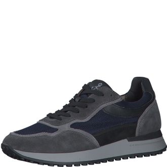 Marco Tozzi by Guido Maria Kretschmer Herren Sneaker flach aus Leder mit Dicker Sohle, Grau (Dk.Grey/Navy), 42 EU