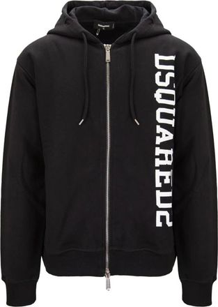 Dsquared2 Homme, Sweatshirts et sweats &agrave; capuche, Noir, Taille: 2XL Zip-throughs