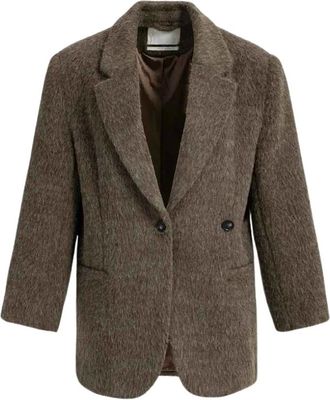 YaYa Yaya - Blazer oversize en m&eacute;lange de laine - Femme - Vestes - Brun - Taille: 38 FR