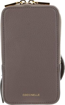 Coccinelle Flor Hi-Tech Phone Bag Warm Taupe Bl&uuml;ten Leder Pouch