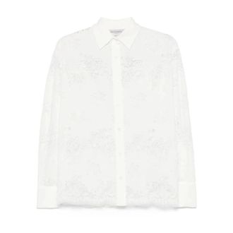 Ermanno Scervino Femme, Blouses et Chemises, Blanc, Taille: 36 FR Chemisier &agrave; Manches Longues en Dentelle