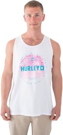 Hurley Palm World Tank T-Shirt, White, XL Mens
