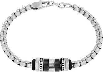 Tom Tailor Tom Tailor 2100633 Bracelet avec pendentif pour homme en acier inoxydable et caoutchouc Argent&eacute; 20 + 2 cm