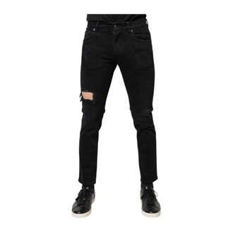 Dolce & Gabbana Schwarze Ripped Skinny Denim Jeans - - Jeans - Herren - Schwarzk - S