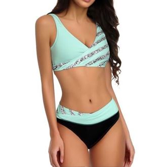 Generic Bikini pour femme - Élégant et sexy - Deux pièces - Triangle - Col en V - Maillot de bain push-up - Bikini ventre plat - Haut de bikini - Soutien de l