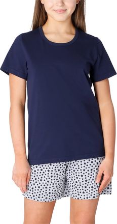 Merry Style Damen Schlafanzug Zweiteiler Pyjama lang bunt mit Muster MS10-268 (Marine/Melange/Sterne, 164)