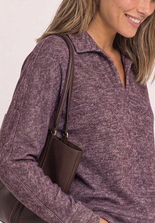 Street One Langarm-Poloshirt mit Polokragen / Im Melange-Look