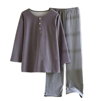 Generic Pyjama Homme Hiver Pyjama Polaire Homme Flanelle Thermique Hiver Id&eacute;al pour Papa et Grand-P&egrave;re Tissu Doux M&eacute;lang&eacute; Tenue de Nuit Confortable