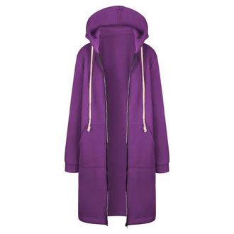Generic Sweat &agrave; capuche surdimensionn&eacute; en polaire &agrave; fermeture &eacute;clair pour femme - Tunique longue &agrave; manches longues, violet fonc&eacute;, 5XL