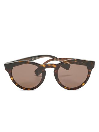 Burberry lunettes de soleil &agrave; monture ronde - Marron