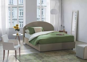 Dmora Talamo Italia - Doppelbett Chloe, Bettkasten aus Stoff, &Ouml;ffnung vorne, geeignet f&uuml;r Matratze 140x200 cm, 100 % Made in Italy, Beige