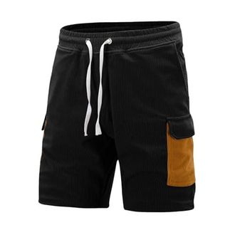 Generic Short court pour homme - Short de travail d&eacute;t&eacute; d&eacute;contract&eacute; - Poche ample r&eacute;tro - Cent cinq pantalons - Haute rue, Noir, 3XL