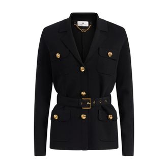 Elisabetta Franchi Femme, Vestes, Noir, Taille: 42 FR Blazer en maille