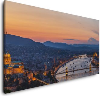 Paul Sinus Art Skyline von Budapest 120x 60cm Panorama Leinwand Bild XXL Format Wandbilder Wohnzimmer Wohnung Deko Kunstdrucke