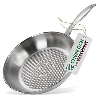 Fackelmann Chefkoch poêle Ø28 cm München avec fond alvéolé - Poêle en acier inoxydable de haute qualité - Convient pour tous les types de feux (y compris linduct