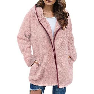 Generic Veste en peluche pour femme - Manteau en peluche Fuzyy - Style décontracté - Tendance - Épais - Couleur unie - Cardigan à manches - Pour lextérieur et