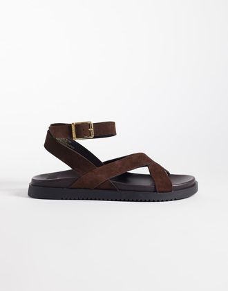 Steve Madden Mybestie-E Fla - Sandalen aus Wildleder in Braun