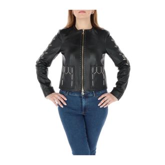 Patrizia Pepe Leder Zip Blazer - - Jackets - Damen - Schwarzk - S