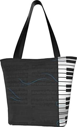 AOOEDM Clavier de piano Stave Sac d&eacute;picerie r&eacute;utilisable Sac &agrave; provisions Sac &agrave; bandouli&egrave;re d&eacute;contract&eacute; Sac &agrave; main pour hommes Femmes Sac de march&eacute; ECO Sac d