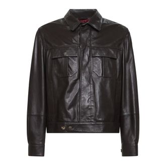 Brunello Cucinelli Homme, Vestes, Brun, Taille: L Veste en cuir avec poches