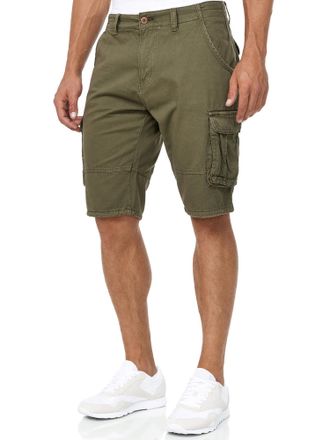 Indicode Herren Blixt Cargo Shorts mit 6 Taschen und G&uuml;rtel aus 100% Baumwolle | M&auml;nner Army, S