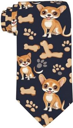Generic Chiens Chihuahua De Dessin Animé Cravate Homme Élégante Cravates Hommes Classique Cravate Pour Fêtes Célébrations Mariage