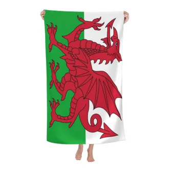 AOOEDM Wales-Flagge der walisischen Strandtücher, Badelaken, großer Handtuchbezug für Damen und Herren, Decke, 32 x 52 Zoll