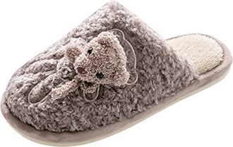 Generic Pantoufles chaudes, pelucheuses et mignonnes pour femme - Antid&eacute;rapantes - Garde au chaud - Fond plat - Chaussures douces en mousse &agrave; m&eacute;moire de forme