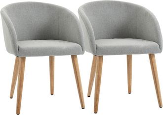 HOMCOM Homcom - Chaises de visiteur design scandinave - lot de 2 chaises - pieds inclinés effilés bois caoutchouc - assise dossier accoudoirs ergonomiques