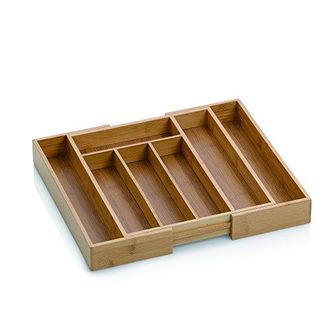 KELA Range-couverts en bambou pour tiroirs 28,5-39 x 34 x 5 cm, extensible, insert à tiroirs avec 5 ou 7 compartiments, KALMA, organiseur de tiroirs pour l