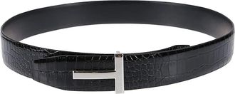 Tom Ford Gürtel - T Buckle Reversible Belt Black - Gr. 100 - in Schwarz - für Damen