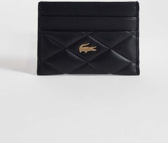 Lacoste porte-cartes matelass&eacute; en cuir avec d&eacute;tail crocodile noir