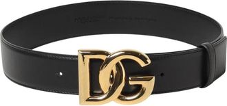 Dolce & Gabbana Femme, Accessoires, Noir, Taille: 85 CM DG Buckle Leather Belt