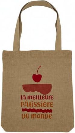 Fabulous Sac Shopping Tote Bag Aspect Lin - La Meilleure Patissiere du Monde Dessert Patisserie Gateau Boulangerie - Sac de Courses Toile Epaisse 360g Beige Na