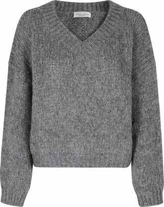 Roberto Collina Pull Col V ML - Femme - Pulls - Gris - Taille: 40 FR