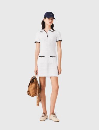 Maje Robe Polo En Maille Avec Crochet - Blanc - Maje