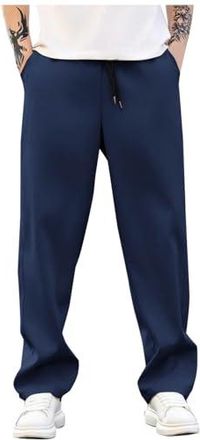 Generic Pantalon de jogging baggy en coton pour homme - Taille &eacute;lastique - Pantalon de jogging - Jambes larges - Pantalon de sport long - Pantalon de surv&ecirc;tem