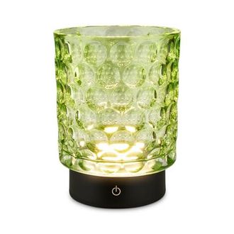 Briloner Lampe de table LED sans fil IP44 avec corps en verre, variateur par effleurement, batterie et source interchangeables, lampe de chevet, lampe d&eacute;corati