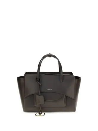Hidesins Womens Shoulder Bag Flap M Dark Brown Calf Leather