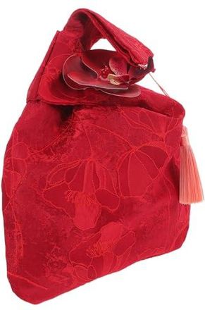 Holibanna Abaodam Paquet &agrave; Main de Soir&eacute;e Rouge &agrave; Fleurs Dragonne Pochette de Poignet Japonaise en Tissu Classique Petite Taille pour Mariage et Rangement des E