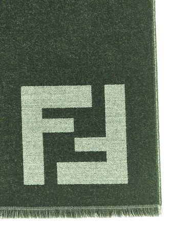 Fendi FF Macro Wool Jacquard Scarf - Black