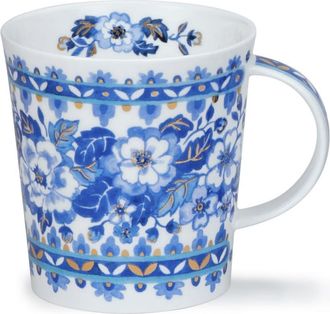 Dunoon Lomond Delft Blue Rose Tasse aus feinem Knochenporzellan mit 22 Karat Golddetails