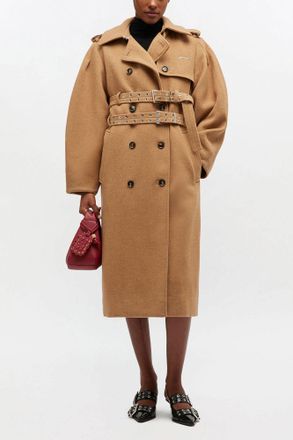 Ganni Trench en laine Beige - Pour Femme